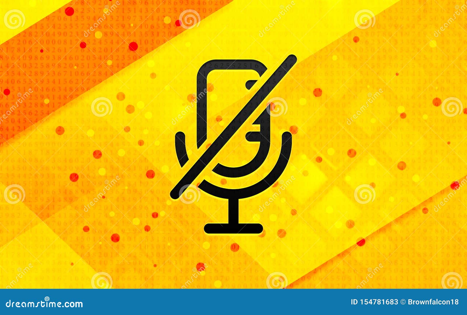 Mute Microphone Icon Abstract Digital Banner Yellow Background Stock ...