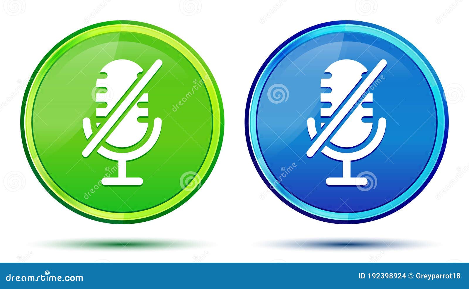 Mute Microphone Icon Creative Natural Round Button Set Illustration ...