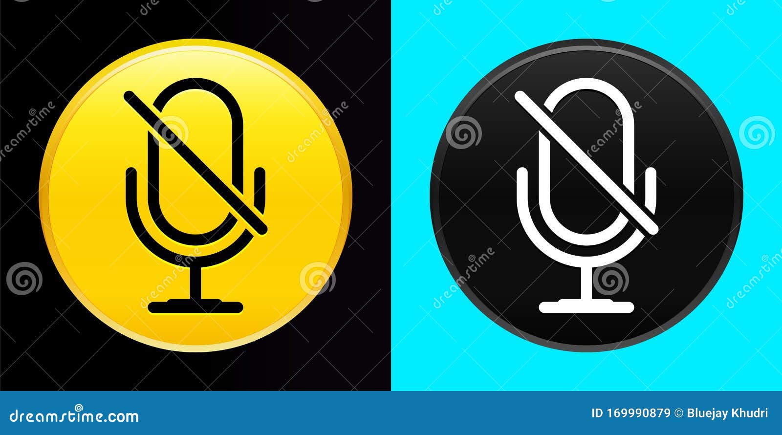 Mute Microphone Icon Flat Exclusive Button Set Stock Vector ...