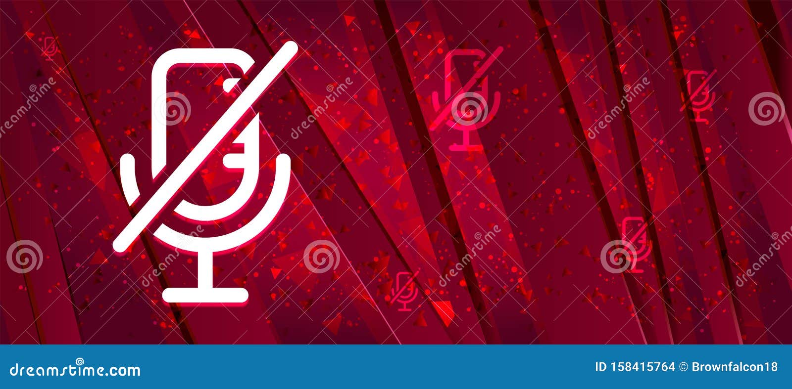 Mute Microphone Icon Abstract Design Bright Red Banner Background Stock ...