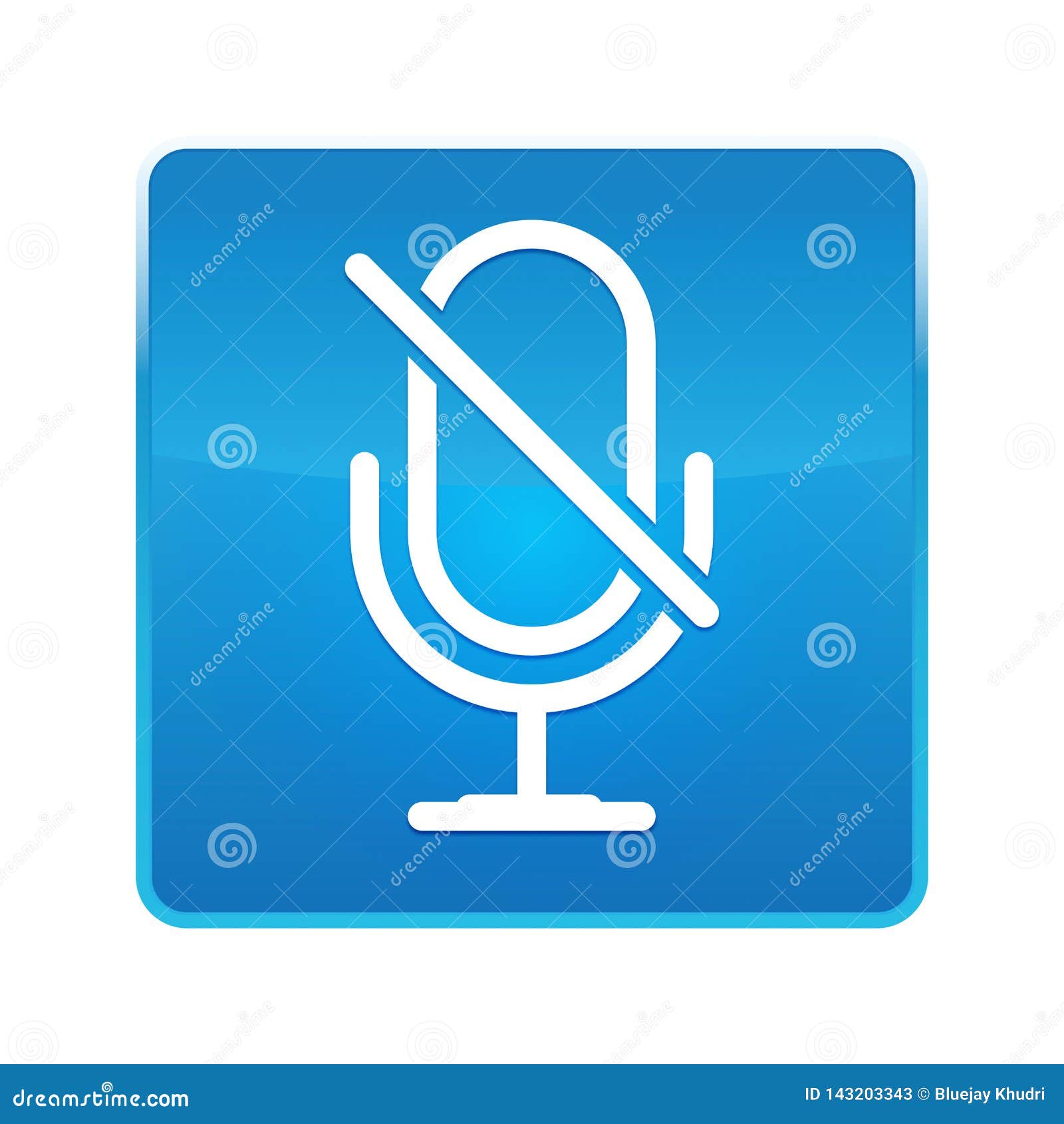 Mute Microphone Icon Shiny Blue Square Button Stock Illustration ...