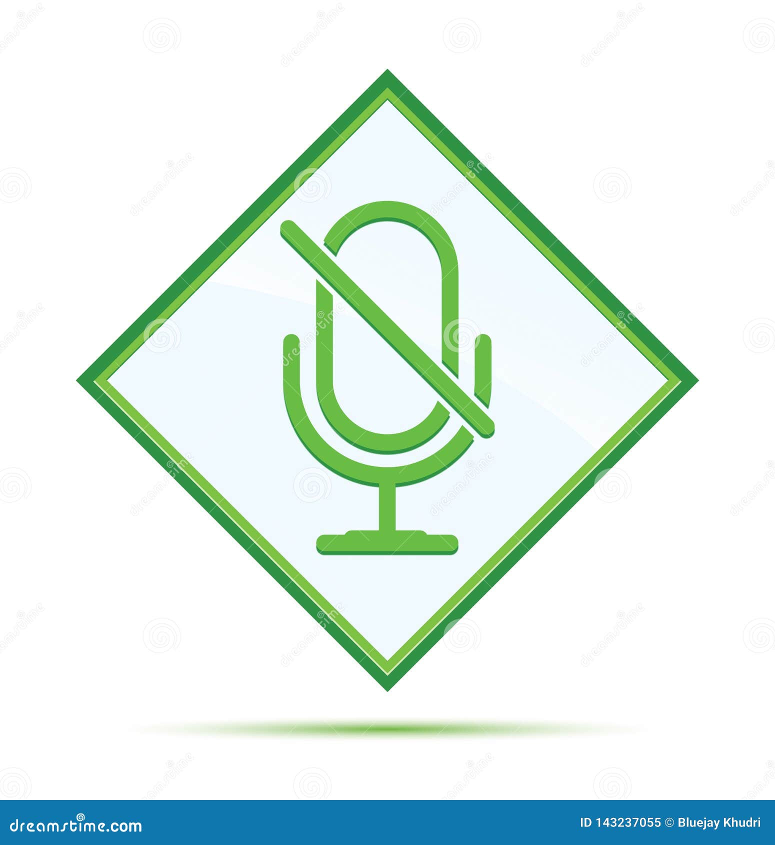 Mute Microphone Icon Modern Abstract Green Diamond Button Stock ...