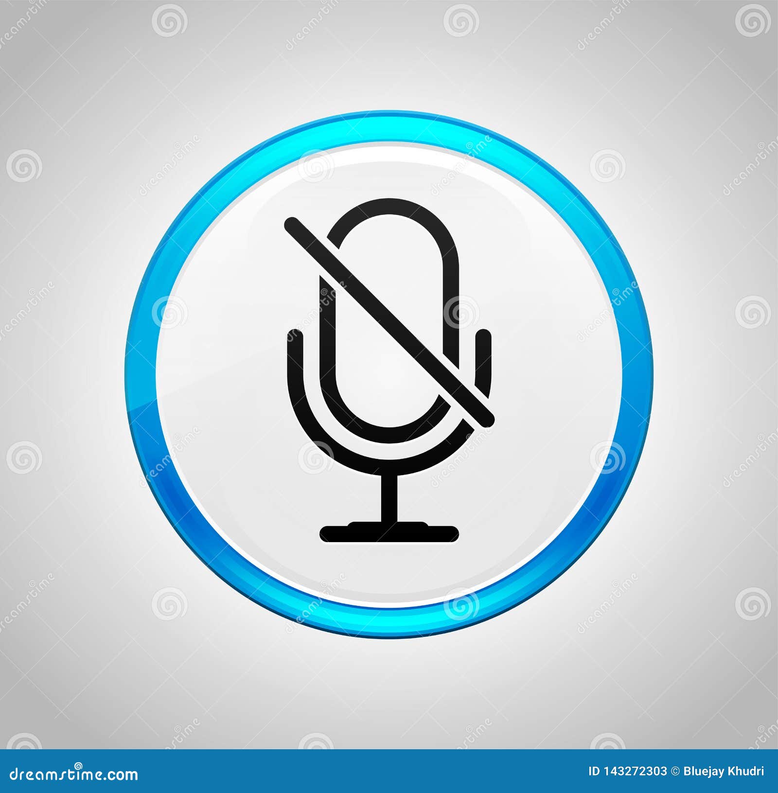 Mute Microphone Icon Round Blue Push Button Stock Illustration ...