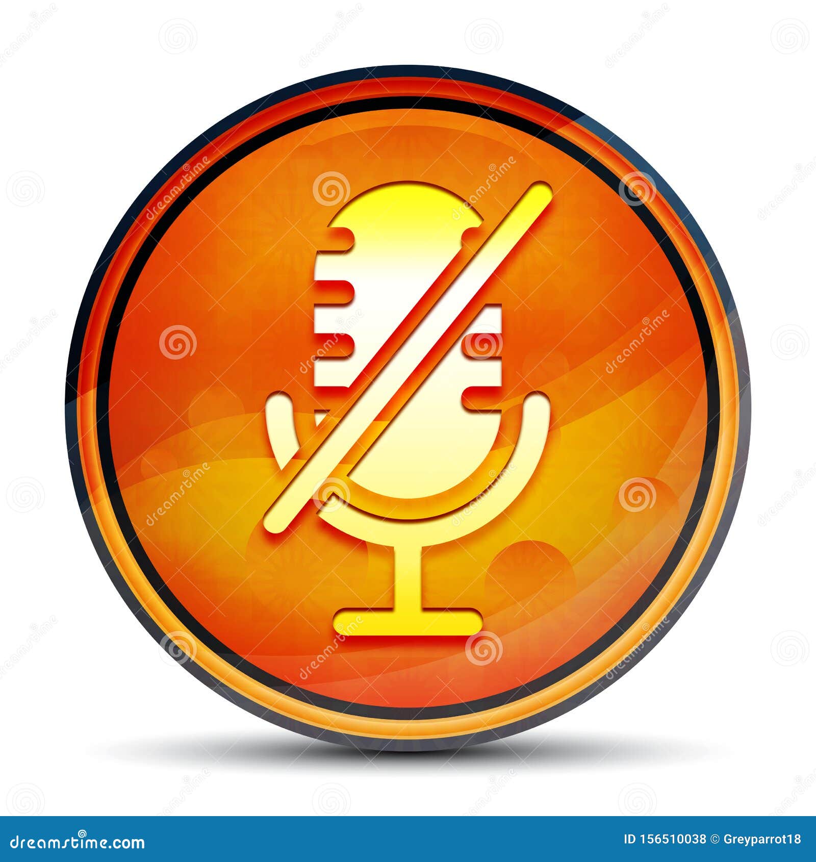 Mute Microphone Icon Shiny Bright Orange Round Button Illustration ...