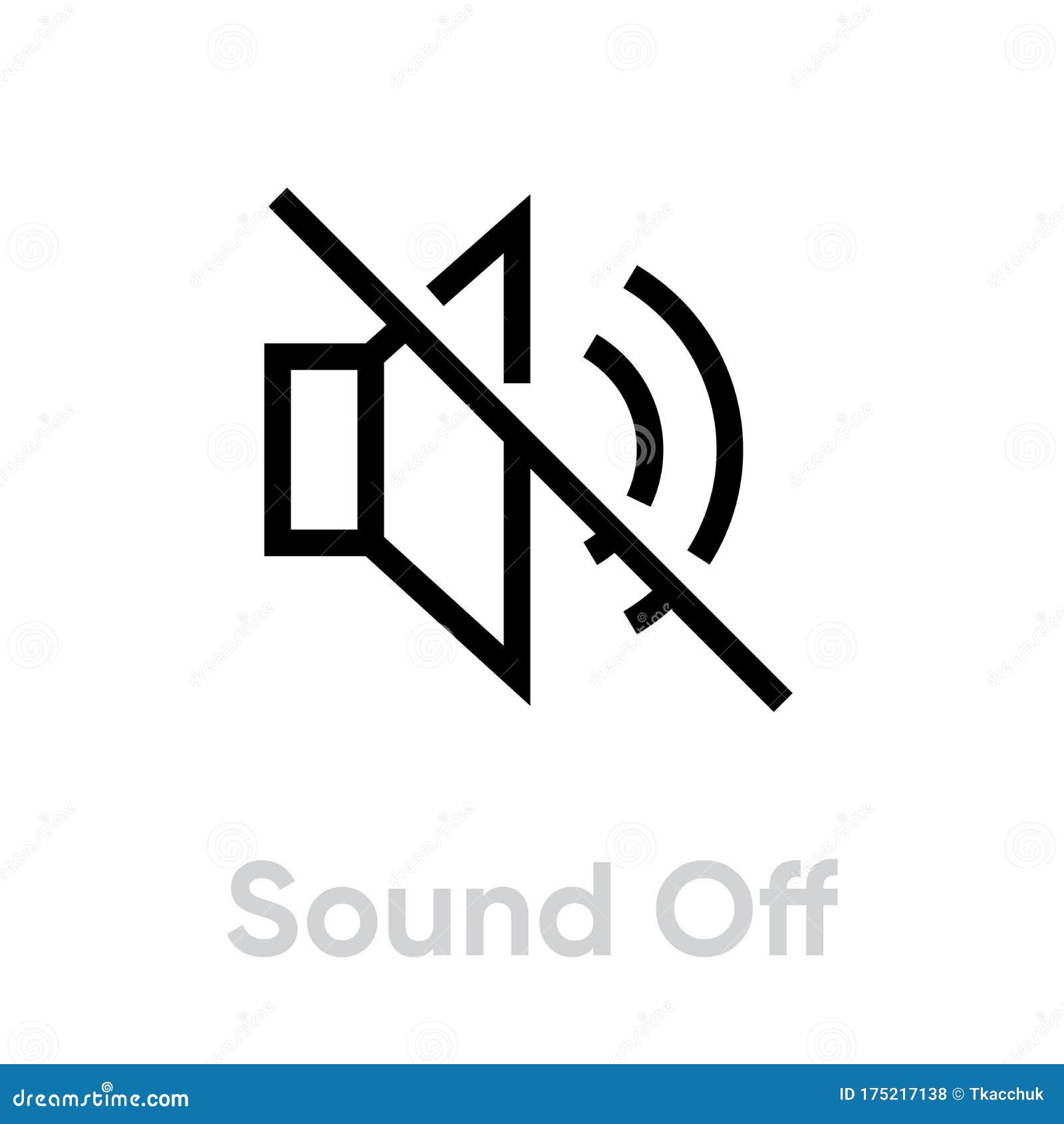 Mute and No Sound Outline Icon Stock Vector - Illustration of player ...