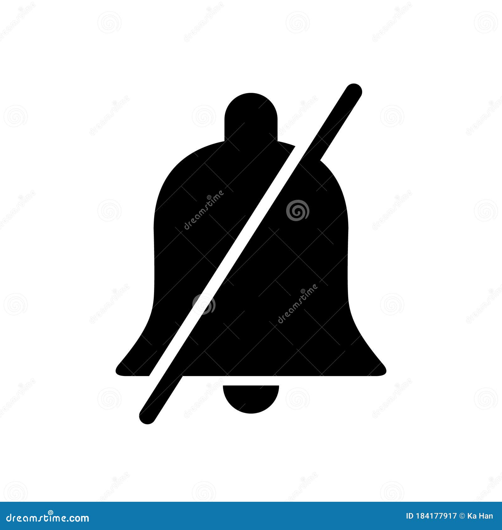 Mute Notification Icon Vector. Black Silent Symbol Design Stock Vector ...