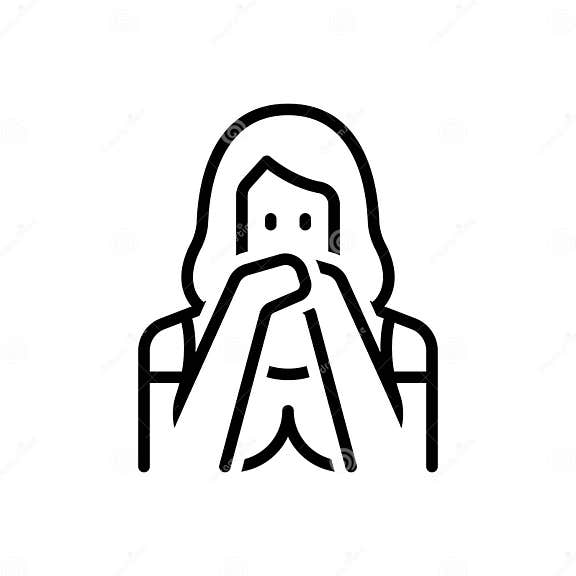 Black Line Icon for Mute People, Mute and Girl Stock Illustration ...