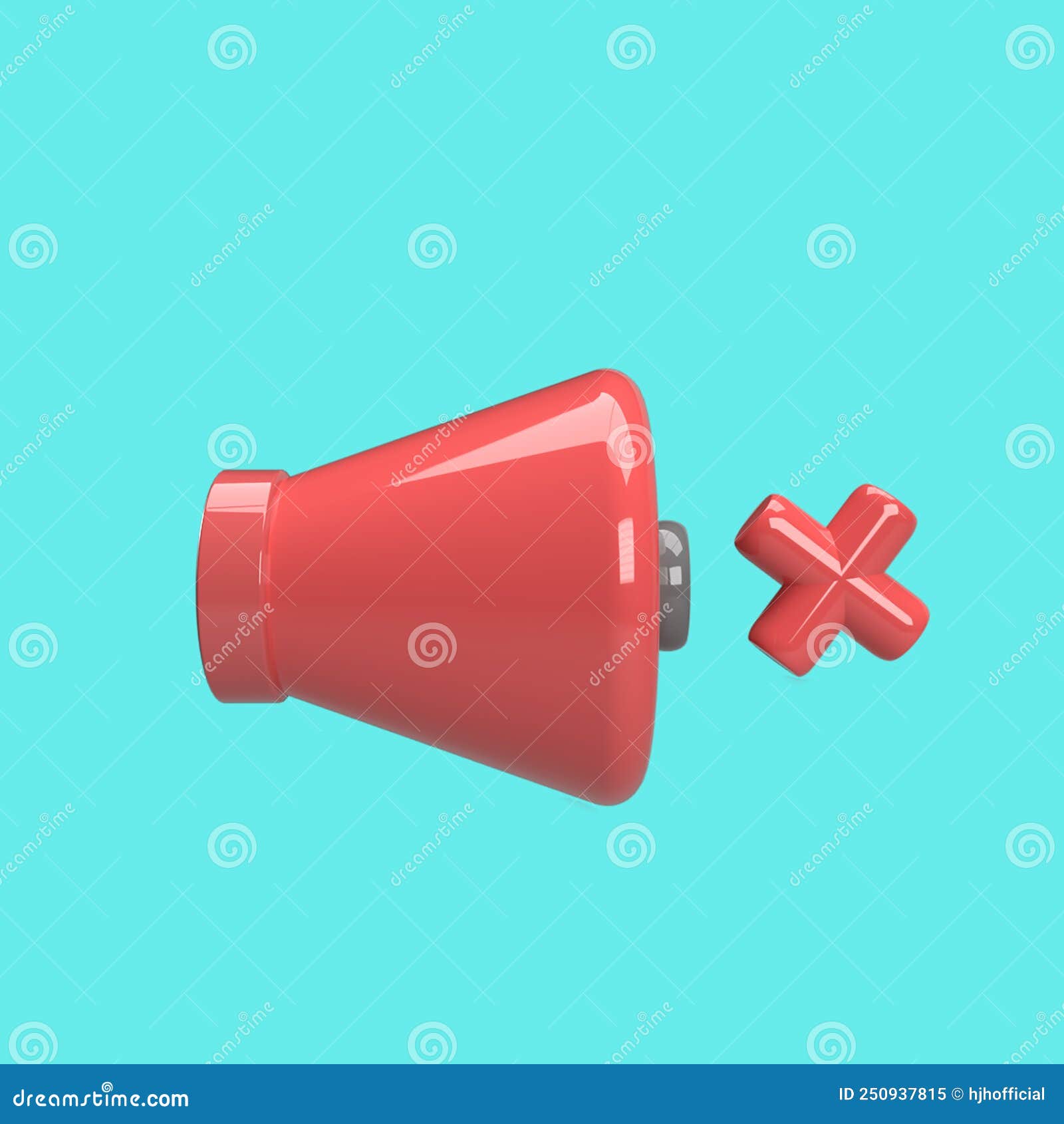 Mute Sound 3d Model Cartoon Style. Render Illustration Stock Illustration - Illustration of ...