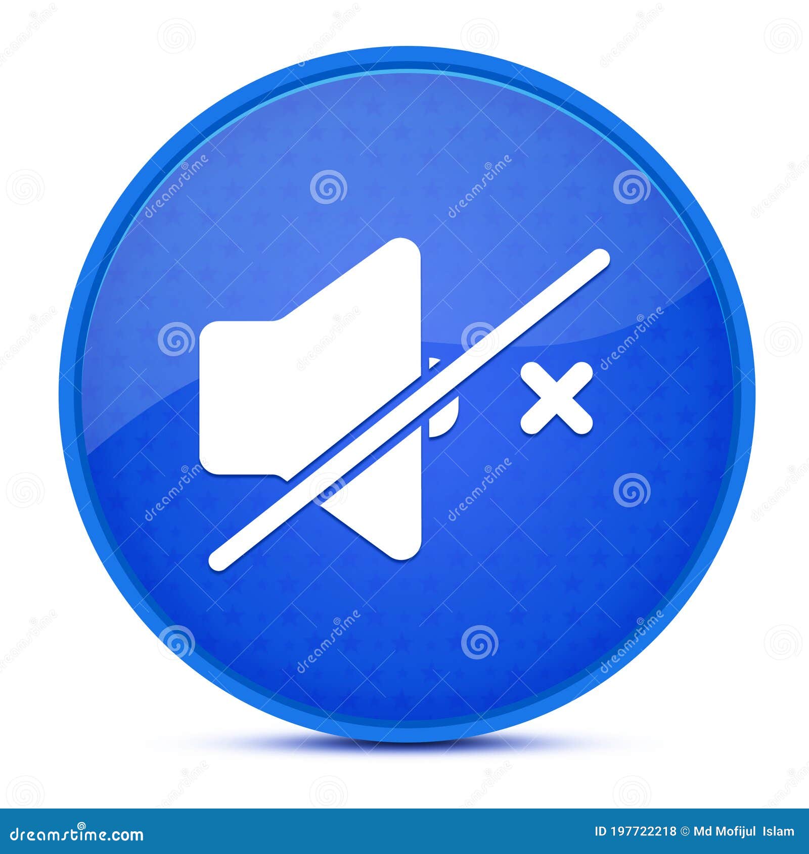 Mute Speaker Aesthetic Glossy Blue Round Button Abstract Stock ...