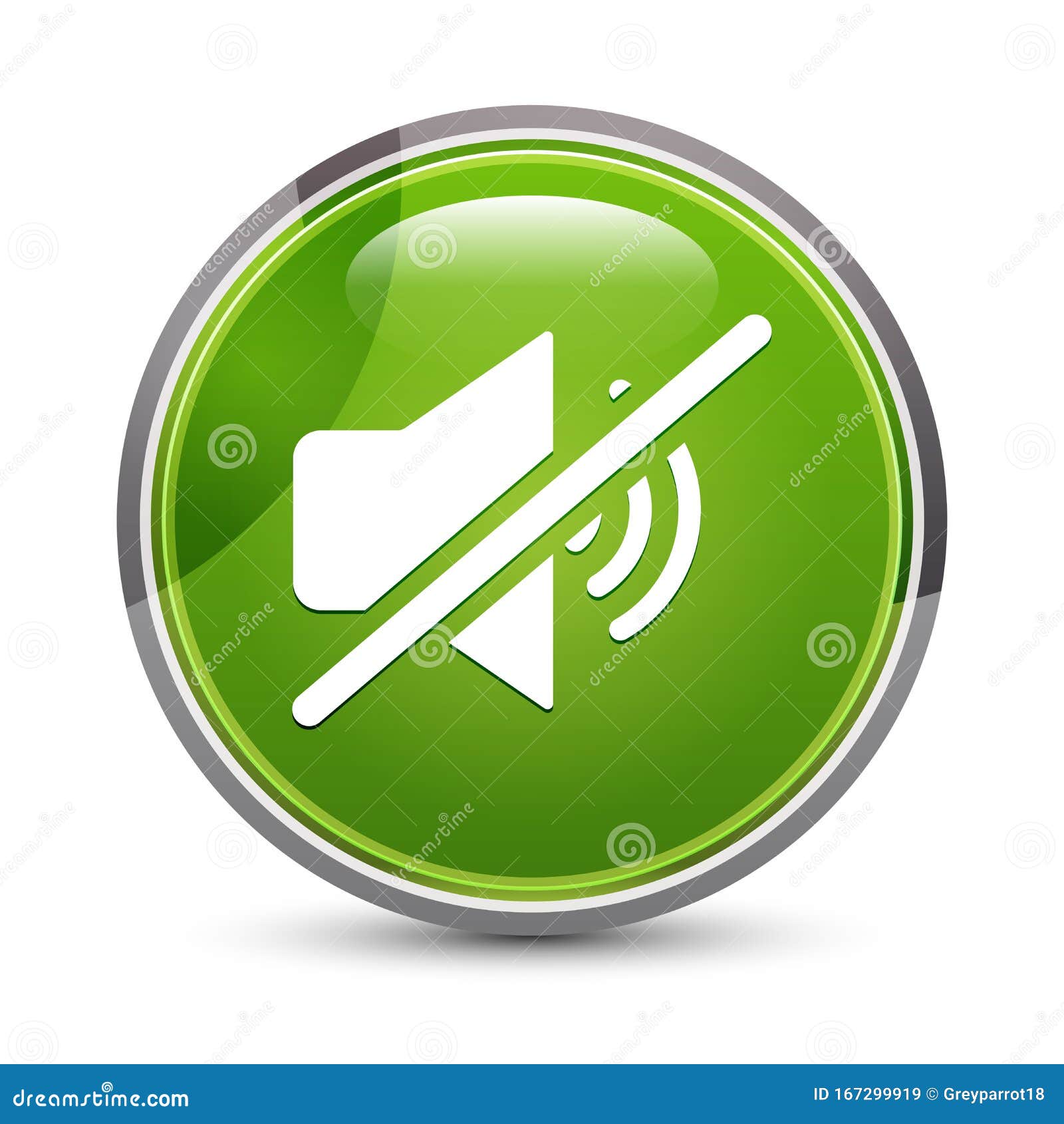 Mute Speaker Icon Elegant Green Round Button Vector Illustration Stock ...