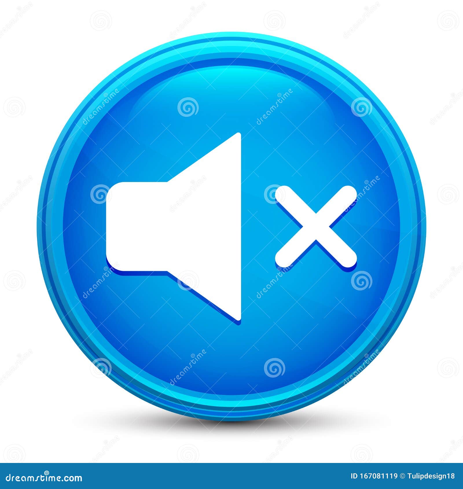 Mute Speaker Icon Glass Shiny Blue Round Button Isolated Design Vector ...