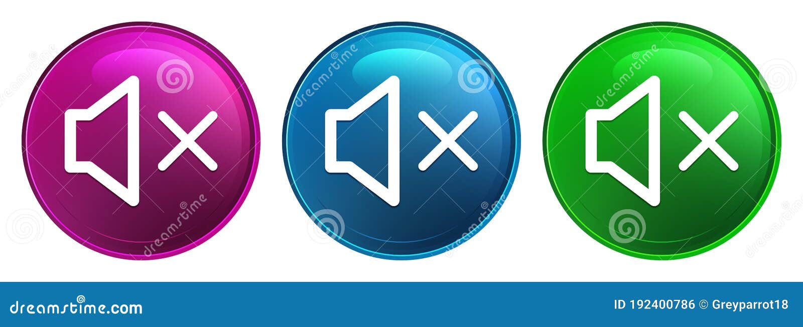 Mute Speaker Icon Magic Glass Design Round Button Set Illustration ...