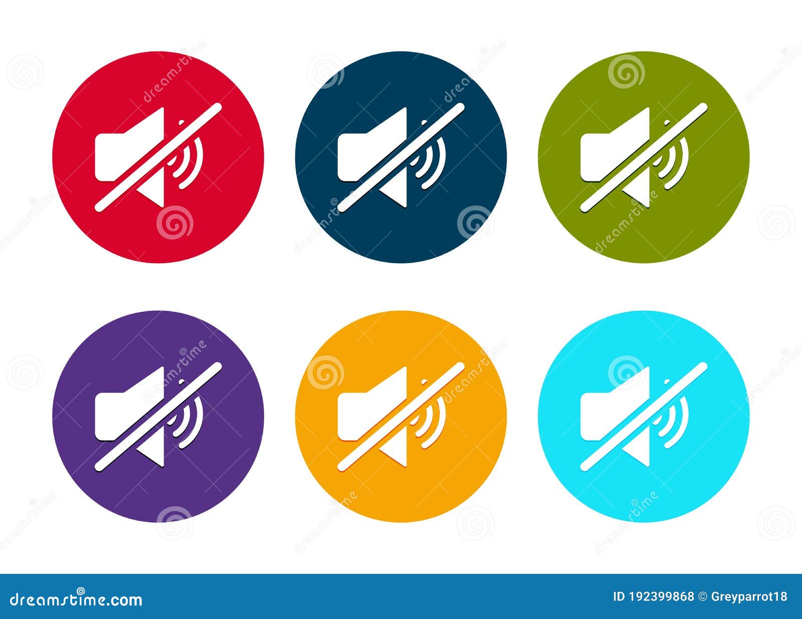 Mute Speaker Icon Modern Flat Round Button Set Illustration Stock ...