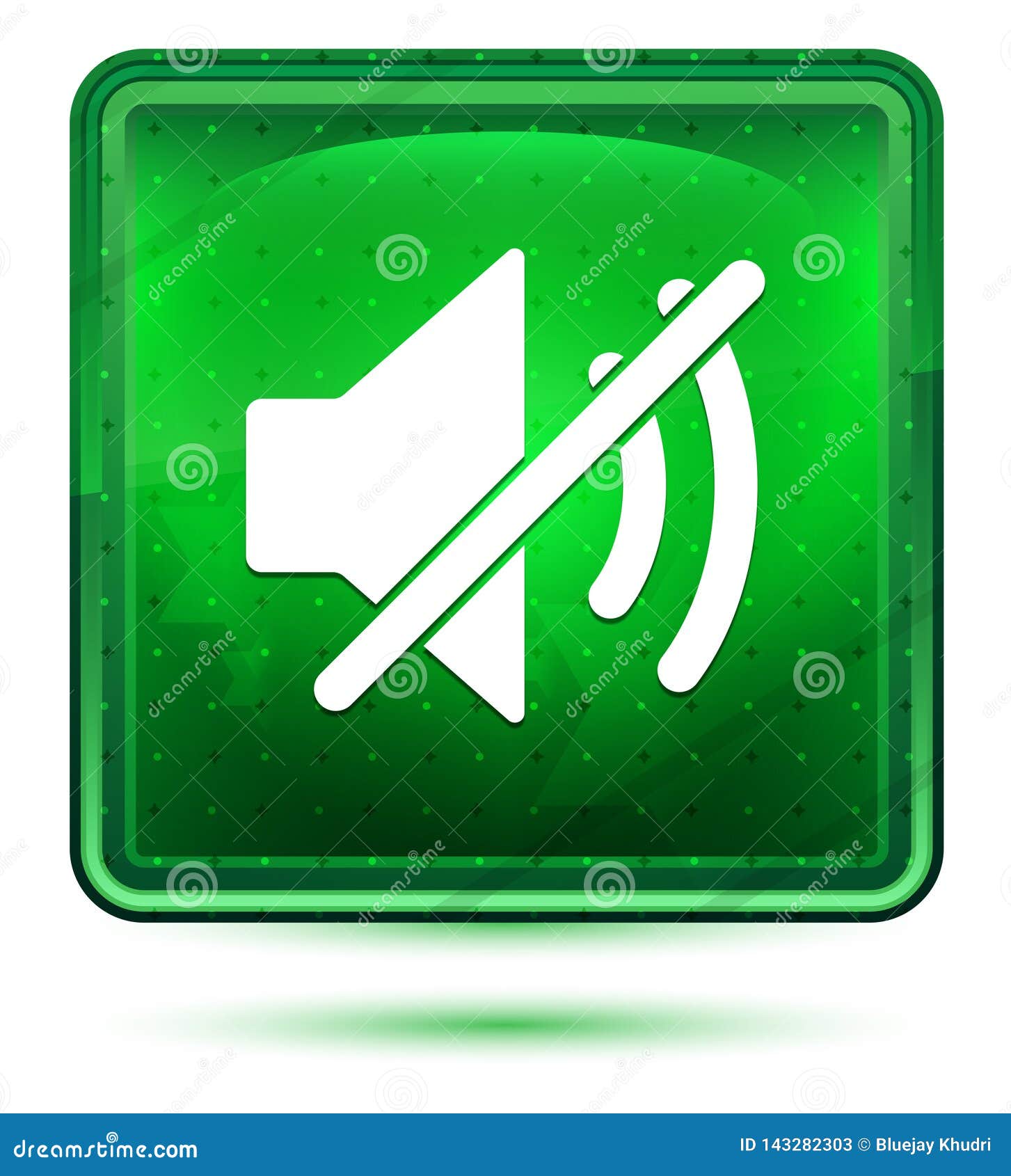 Mute Speaker Icon Neon Light Green Square Button Stock Illustration ...