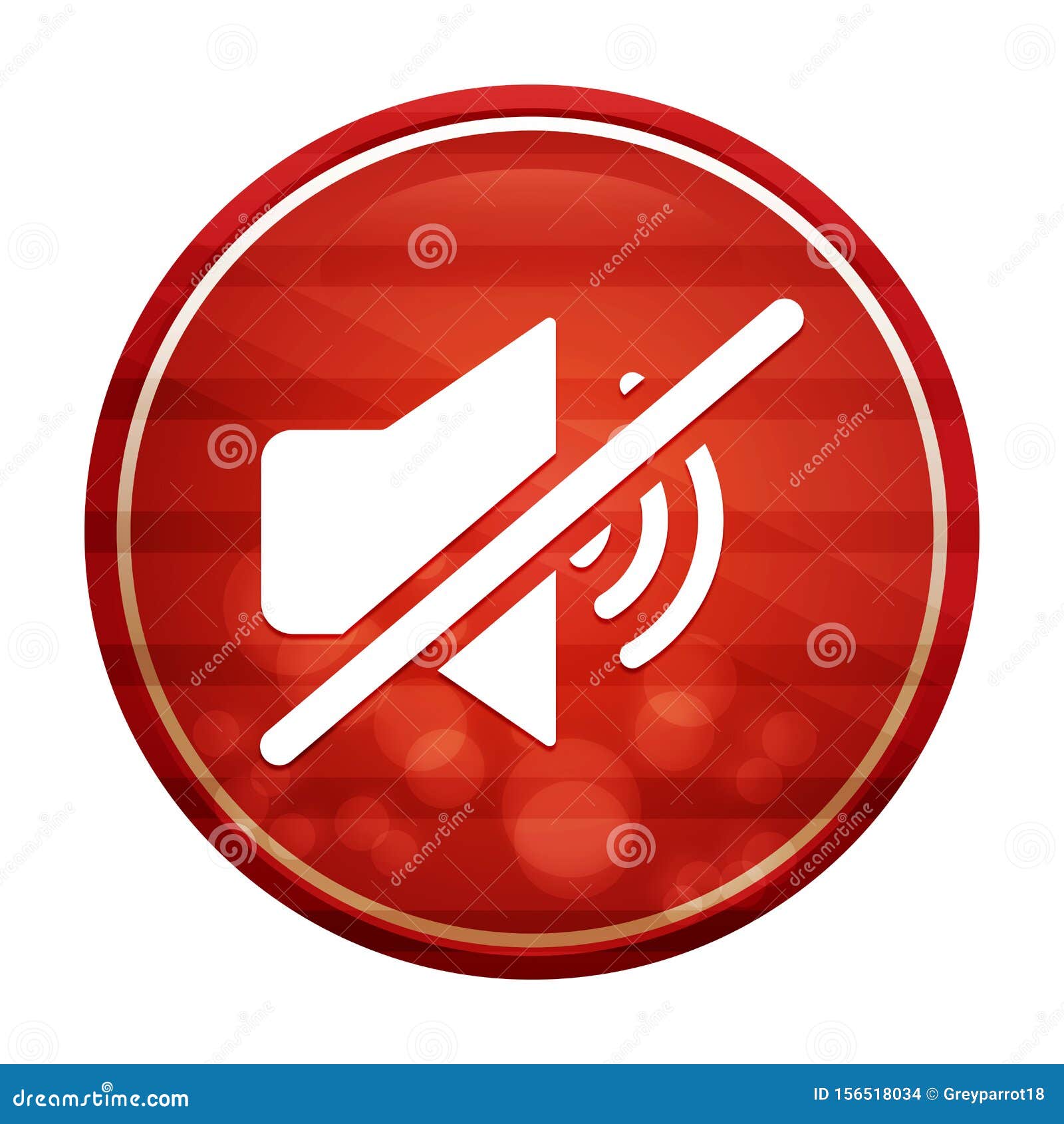Mute Speaker Icon Realistic Diagonal Motion Red Round Button ...