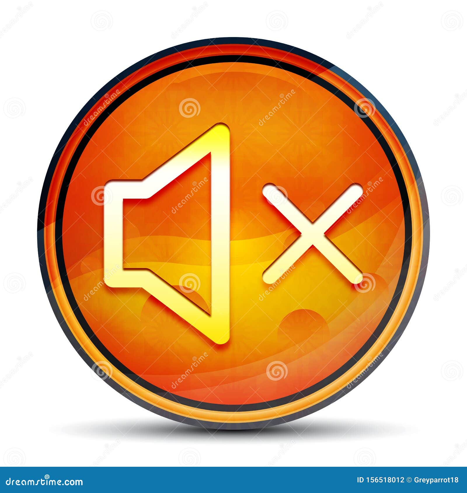 Mute Speaker Icon Shiny Bright Orange Round Button Illustration Stock ...