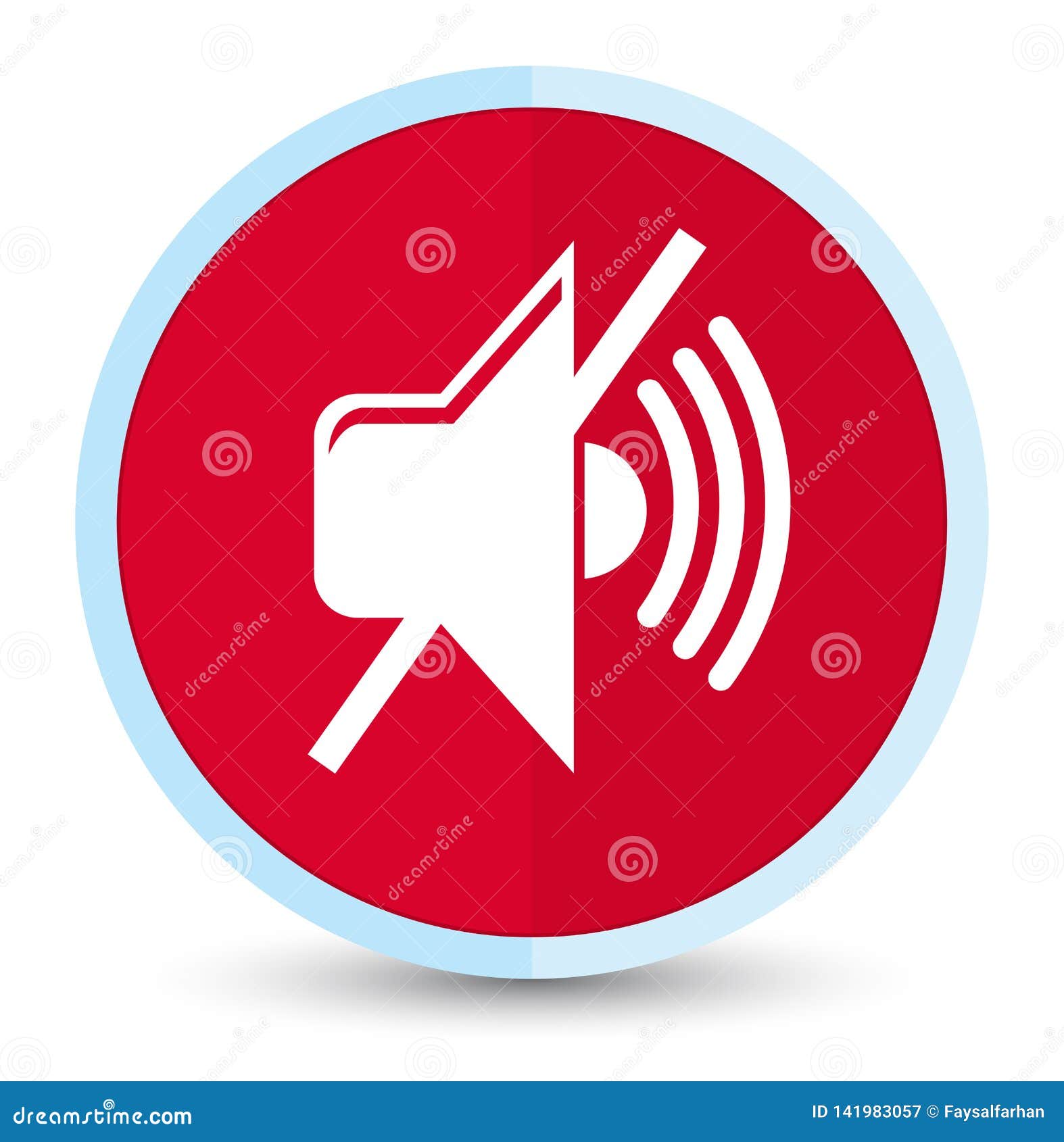 Mute Volume Icon Flat Prime Red Round Button Stock Vector ...