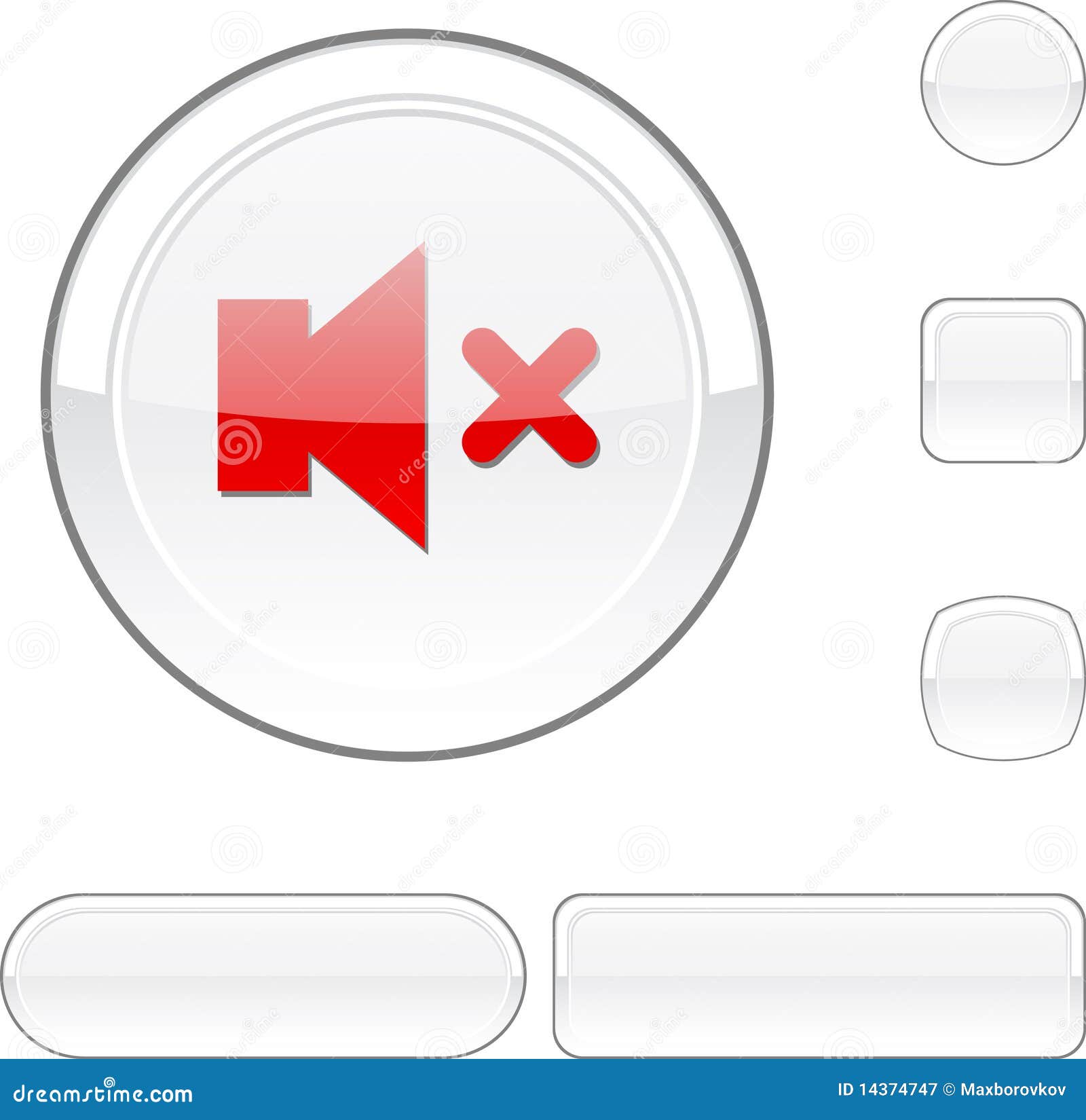 Mute white button. stock vector. Illustration of icons - 14374747