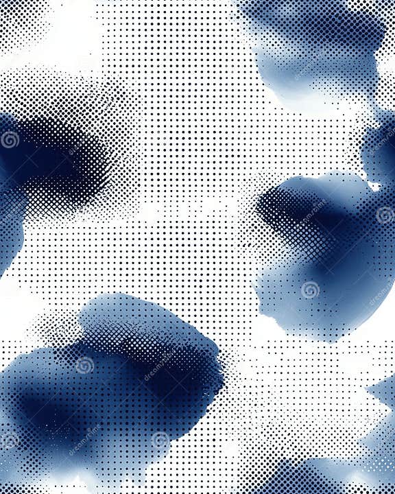 Muted Navy Blue Dotted Grids with Soft Abstract Shapes Create Calming ...