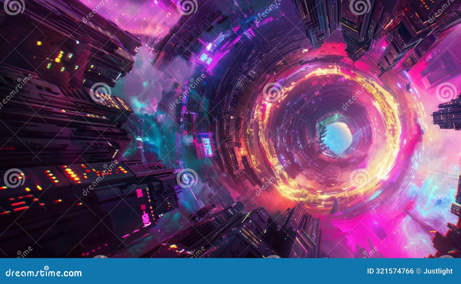 Muted Shapes of Neon Dreamscape Collide and Meld Creating a Psychedelic ...