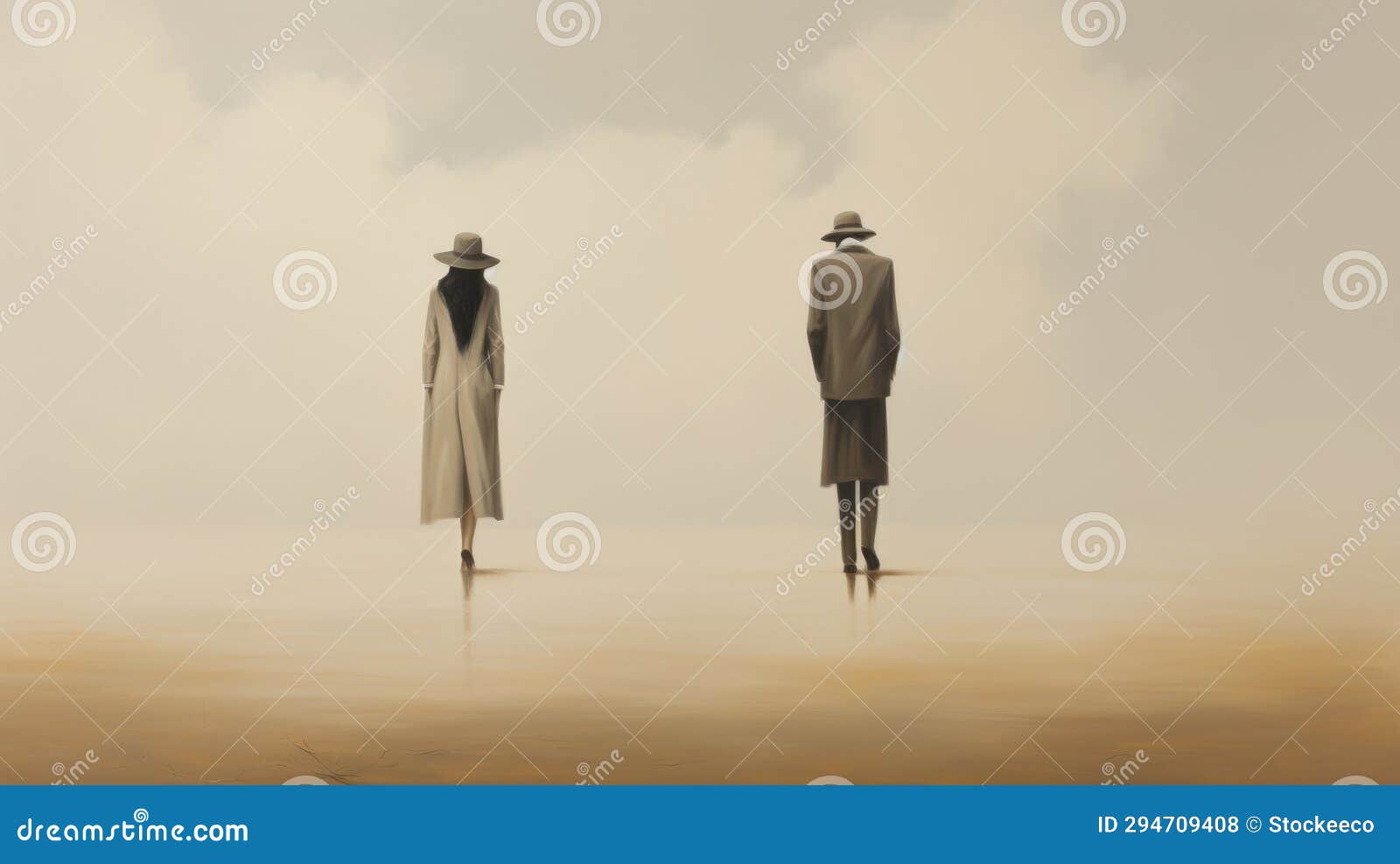 Muted Tones and Surrealism: a Gritty Elegance on the Empty Beach Stock ...