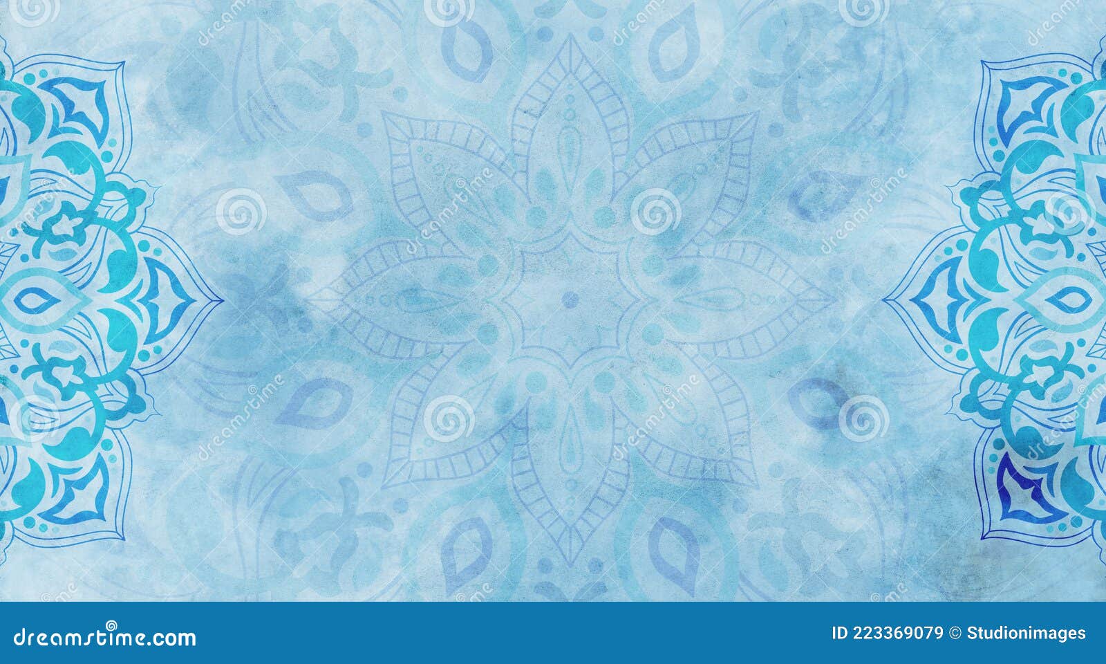 Muted Vintage Decorative Sky Blue Mandala Background - Soft, Stone ...