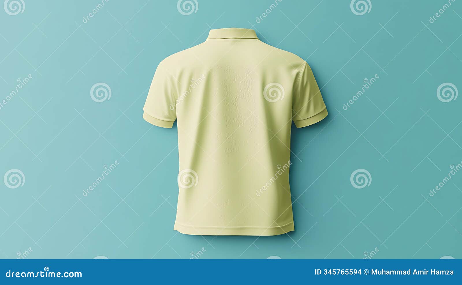 Muted Yellow Polo T-shirt Vector Mockup on a Pastel Blue Solid Backdrop ...