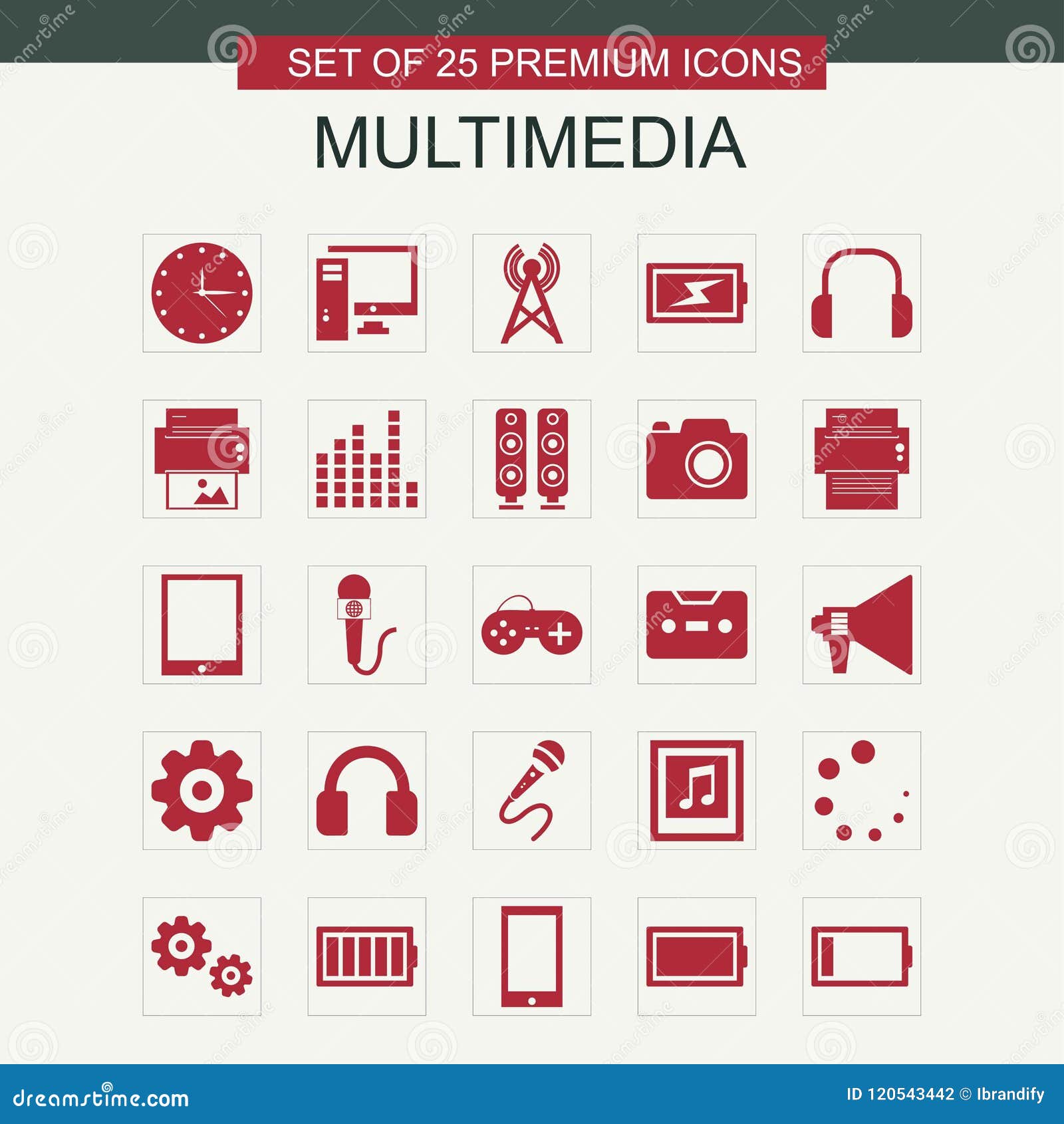 Mutimedia icons set vector stock vector. Illustration of simplicity ...