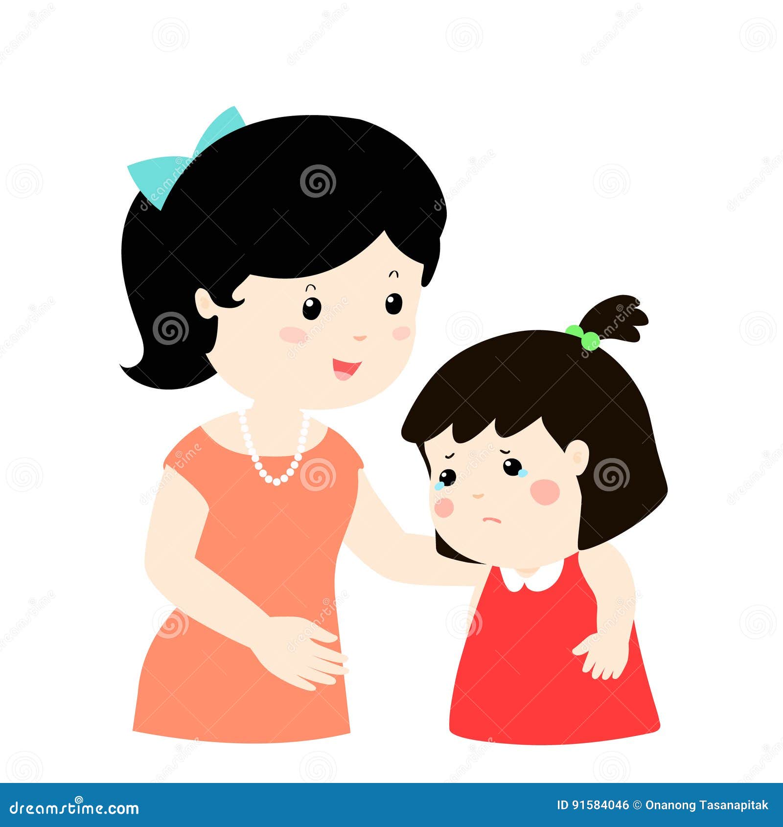 Mutter Beruhigt Schreiende Tochter, Die Nette Mutter Beruhigt Vektor ...