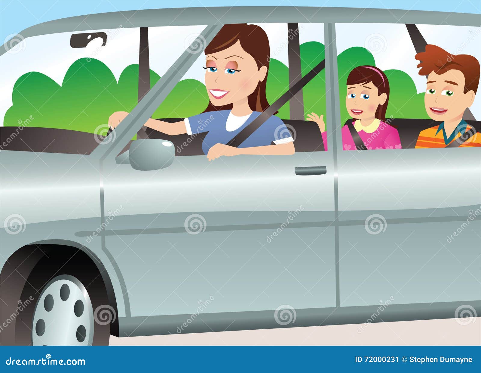Mutter Und Kinder Im Automobil Vektor Abbildung - Illustration von ...