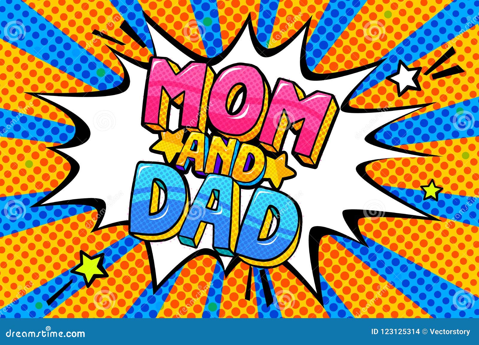 Mutter- Und Vatiphrase in Der Pop-Arten-Art Vektor Abbildung ...