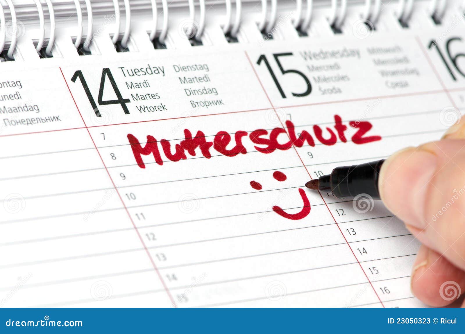 Mutterschutz Written in a Calendar Stock Image - Image of parents, date ...