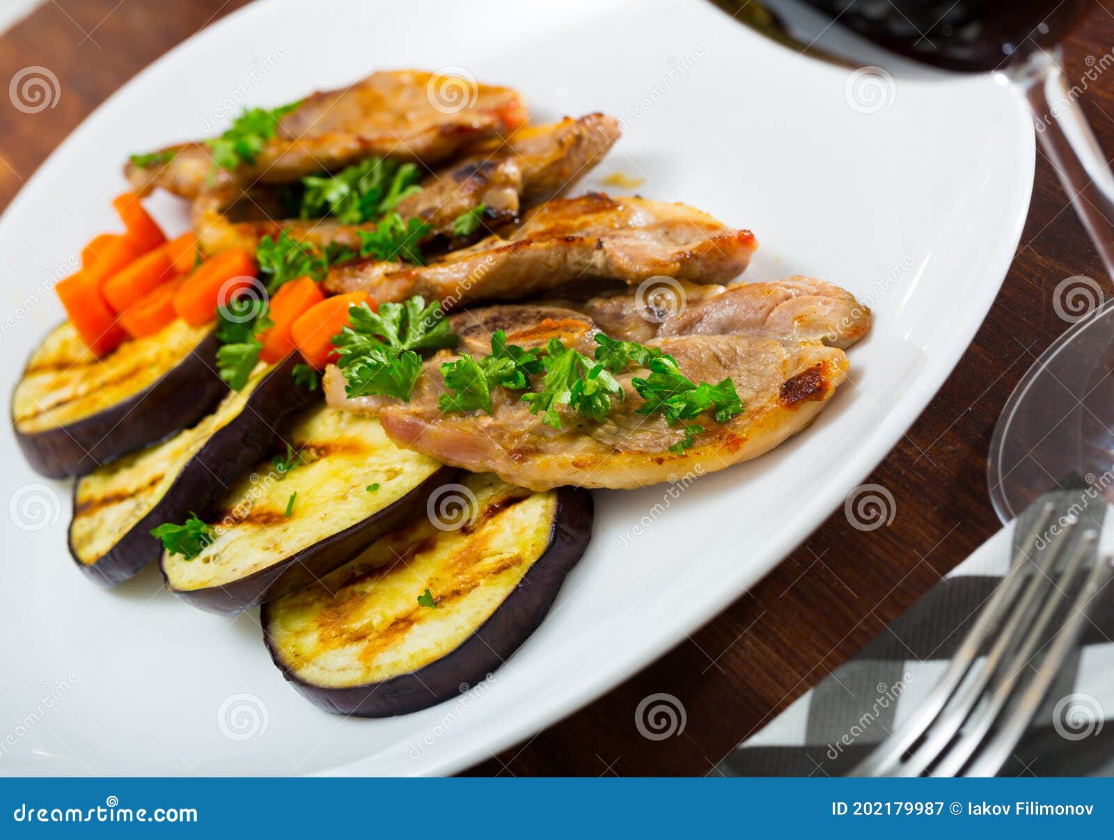 Mutton Chops Served with Grilled Vegetables Stock Image - Image of lamb ...