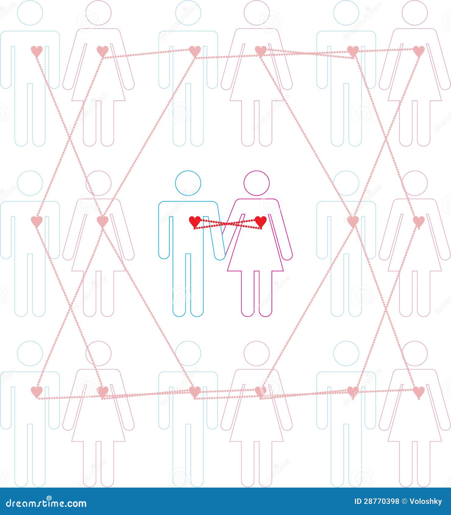 Mutual and unrequited love stock vector. Illustration of heart - 28770398