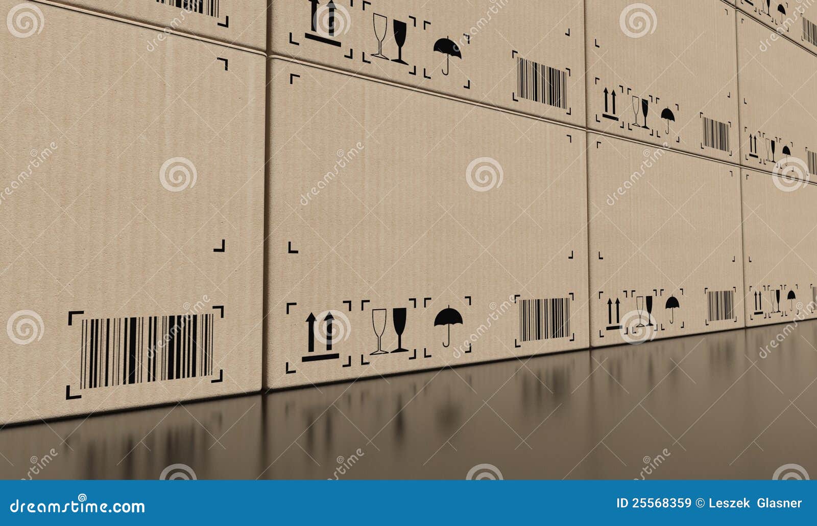 Muur van lege kartondozen stock afbeelding. Image of lading - 25568359