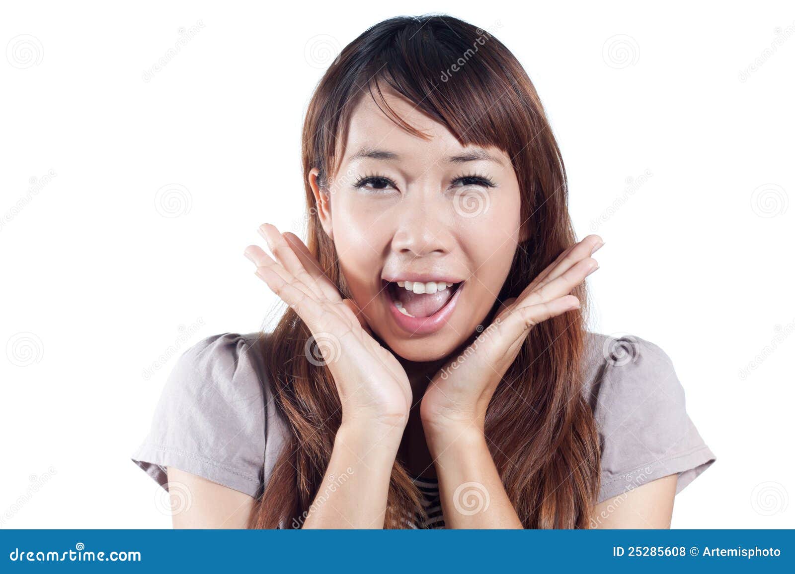 Muy feliz foto de archivo. Imagen de feliz, manos, hembra - 25285608