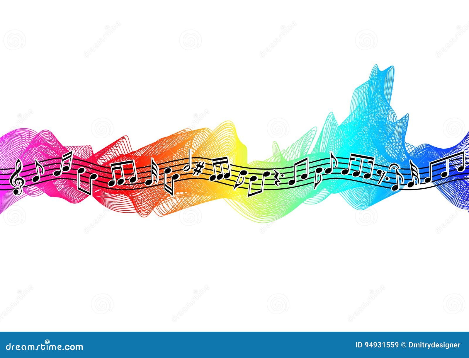 Muzieknoten Op Spectrumlint Vector Illustratie - Illustration of ...