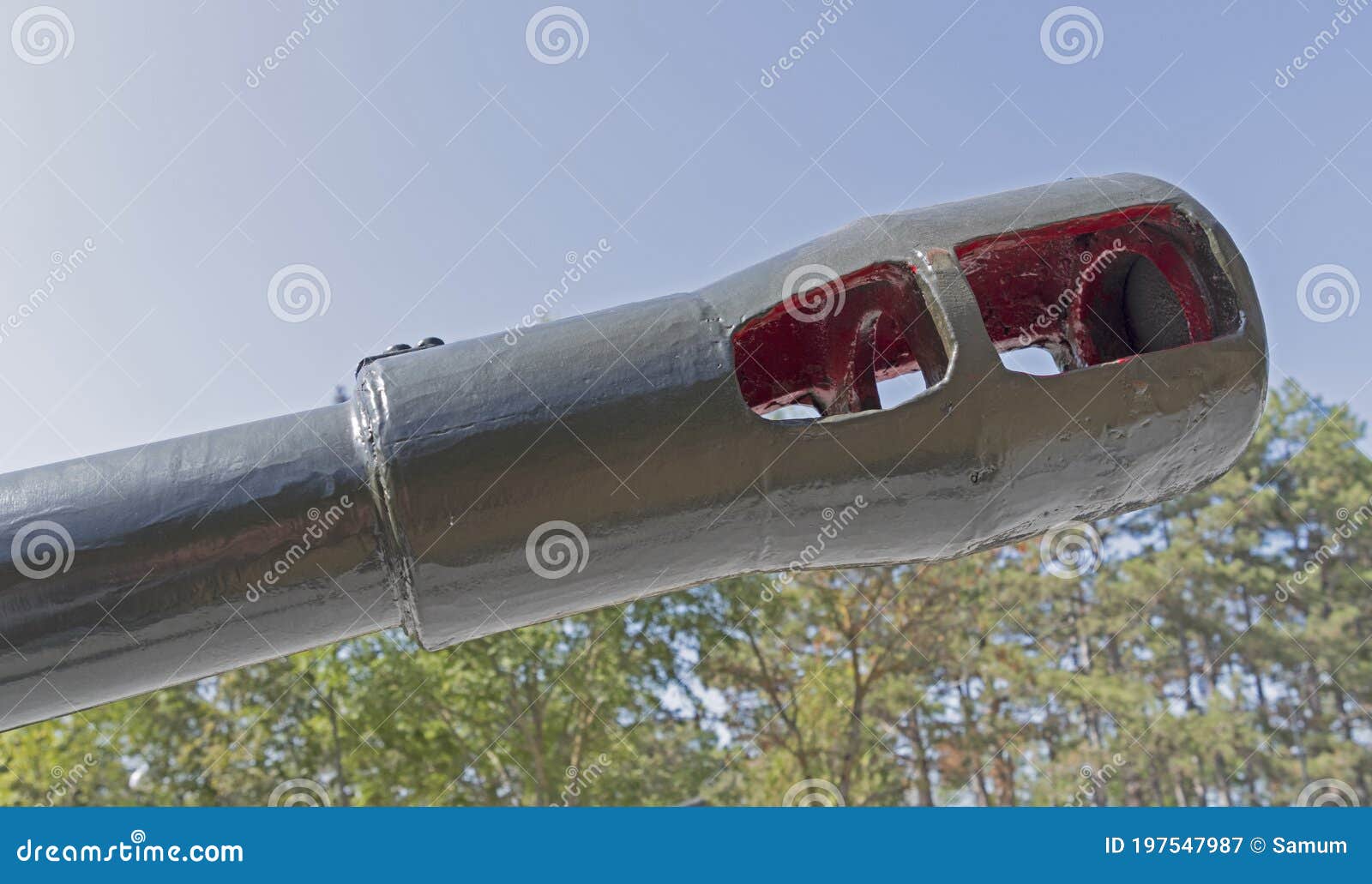 Muzzle Brake Heavy Cannon Against Sky Stock Image - Image of military ...