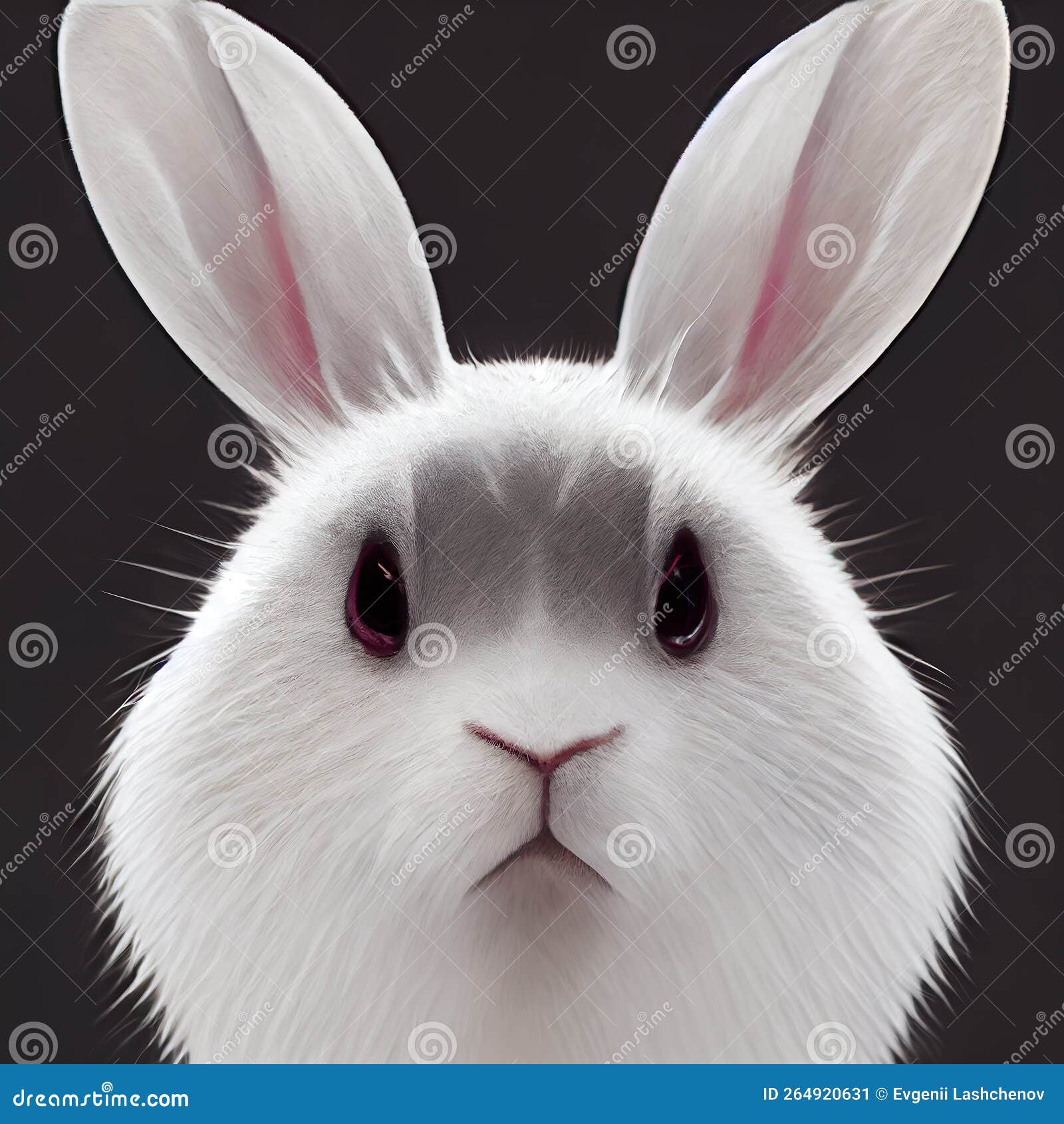 The Muzzle of a Cute Fluffy Rabbit. the Head of a White Bunny. Digital ...