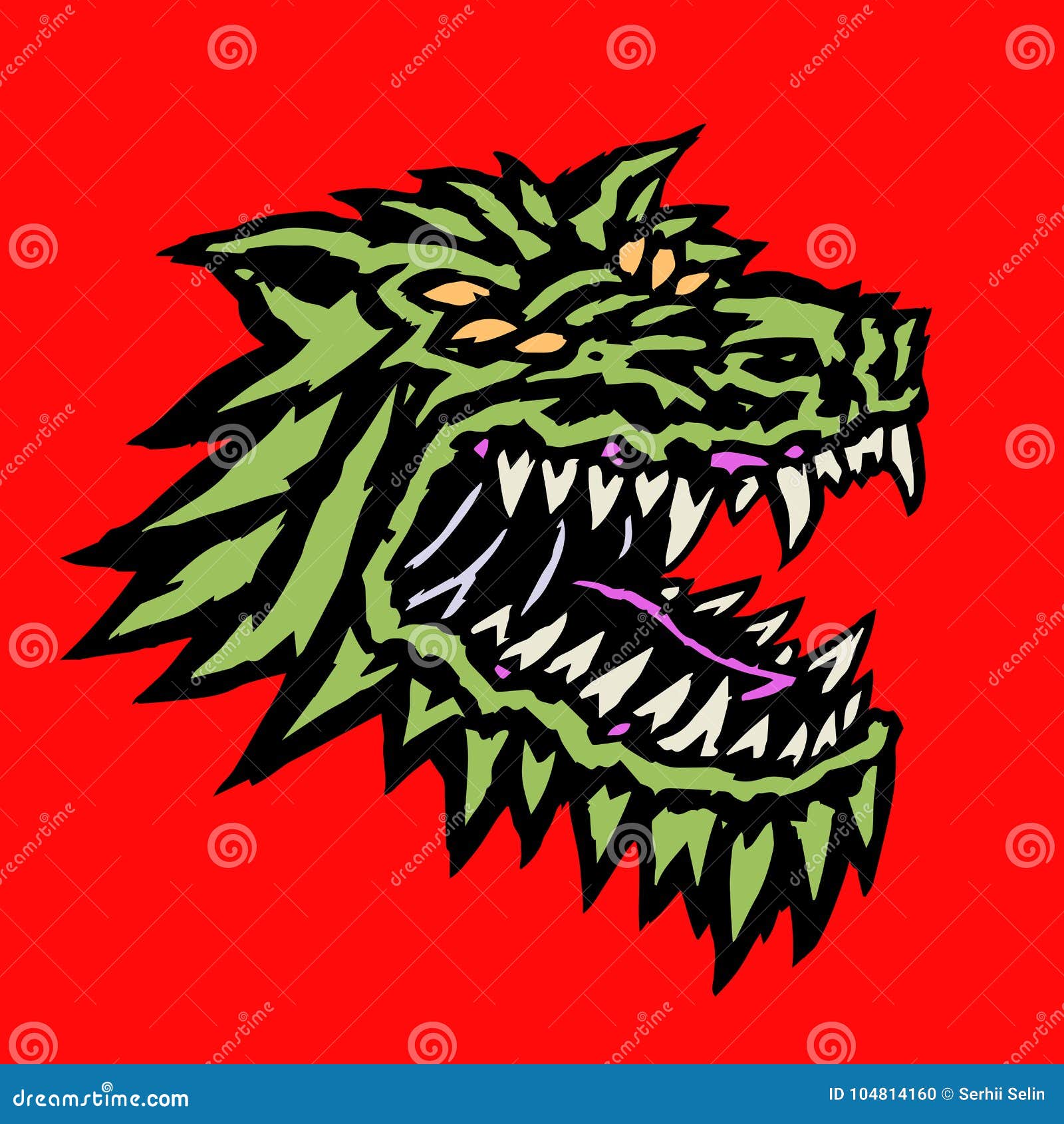 Muzzle Of A Wolf, Wildlife Hand Drawn Vector Illustration Realistic ...