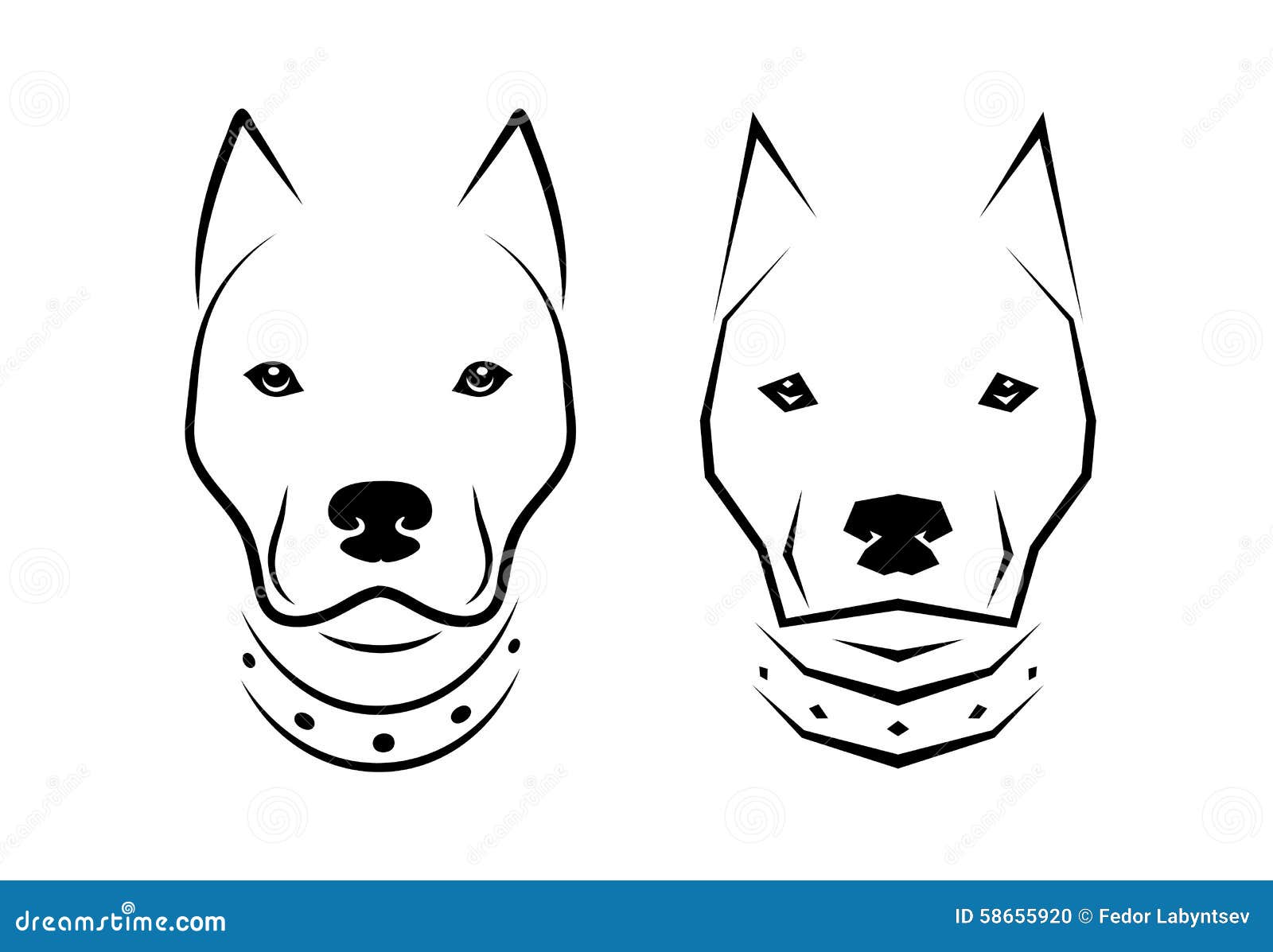 Muzzle of a fighting dog stock vector. Illustration of graphic - 58655920