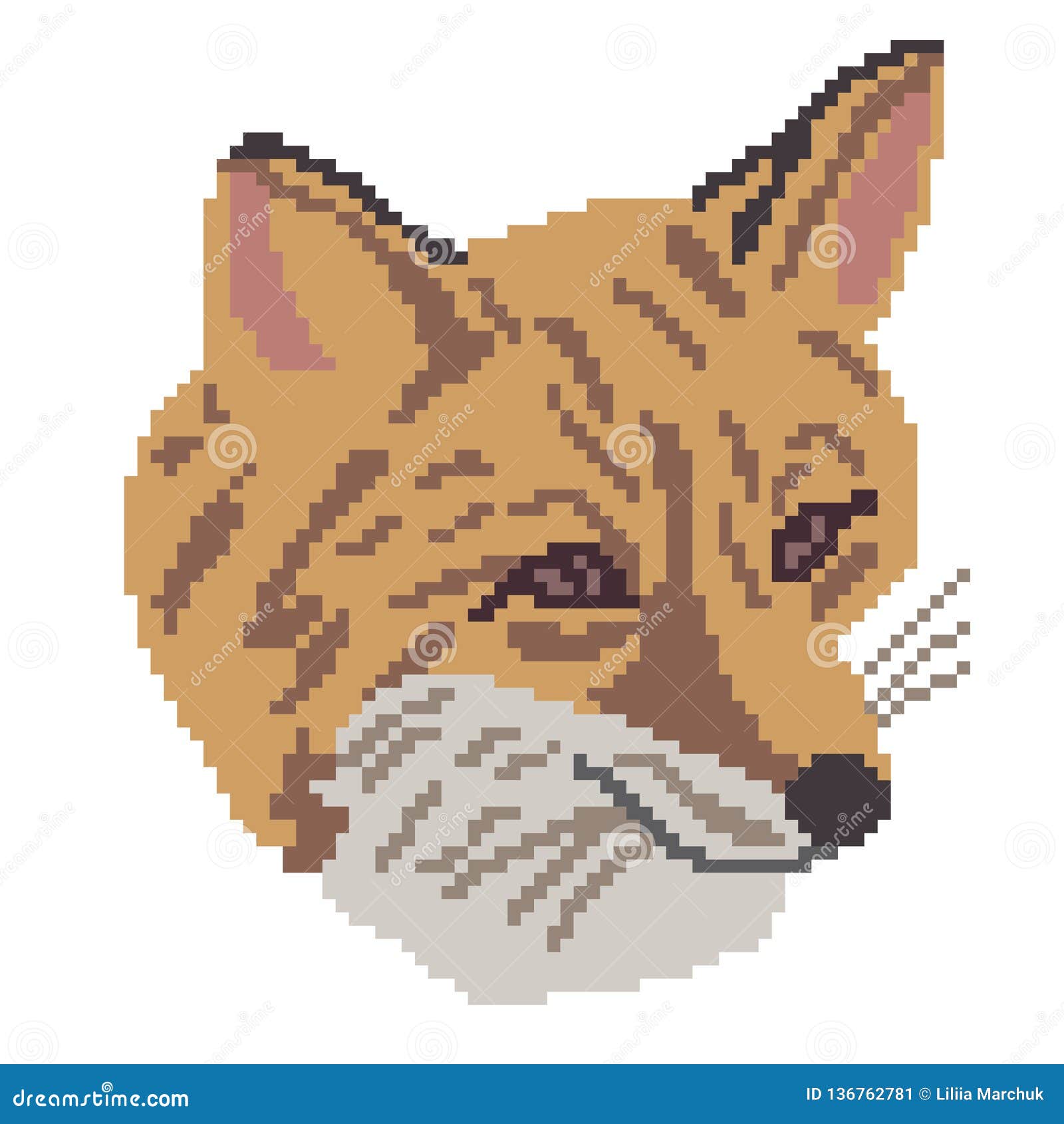 The Muzzle is a Fox Silhouette Drawn by Squares, Pixels. Portrait Image ...