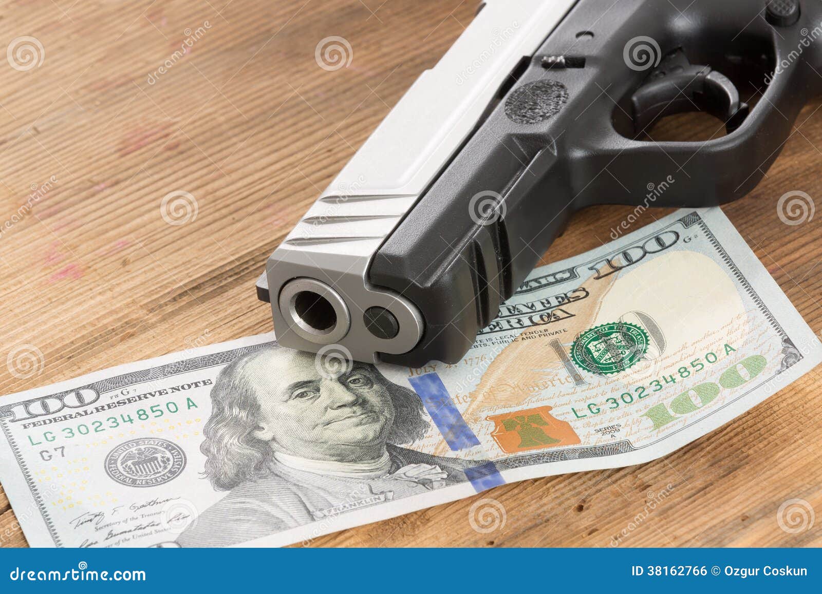 Muzzle Of A Gun With A 100 Dollar Bill Stock Photo | CartoonDealer.com ...