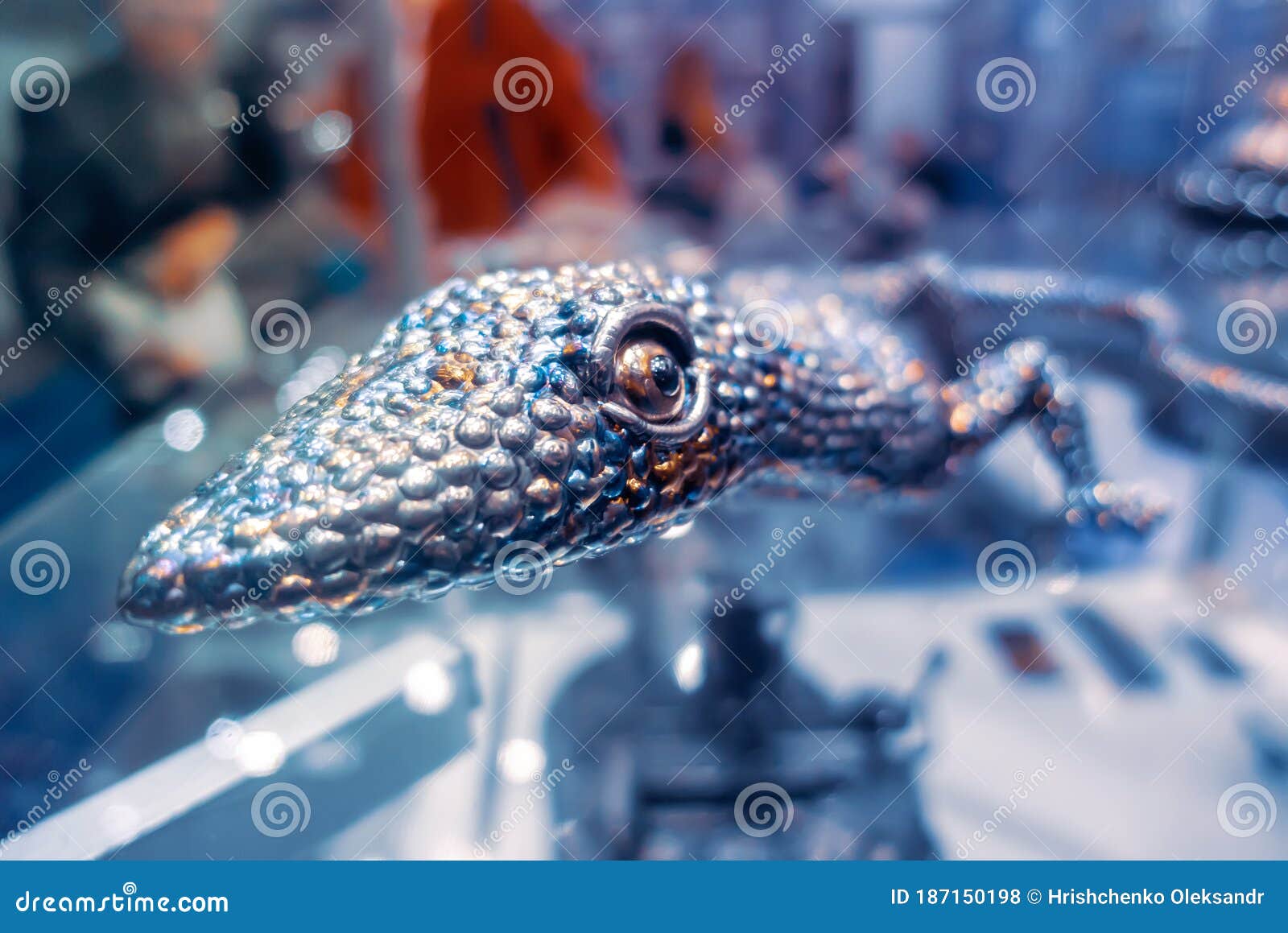 Muzzle of a Lizard Close-up. Lizard Shape Made of Metal Stock Photo ...