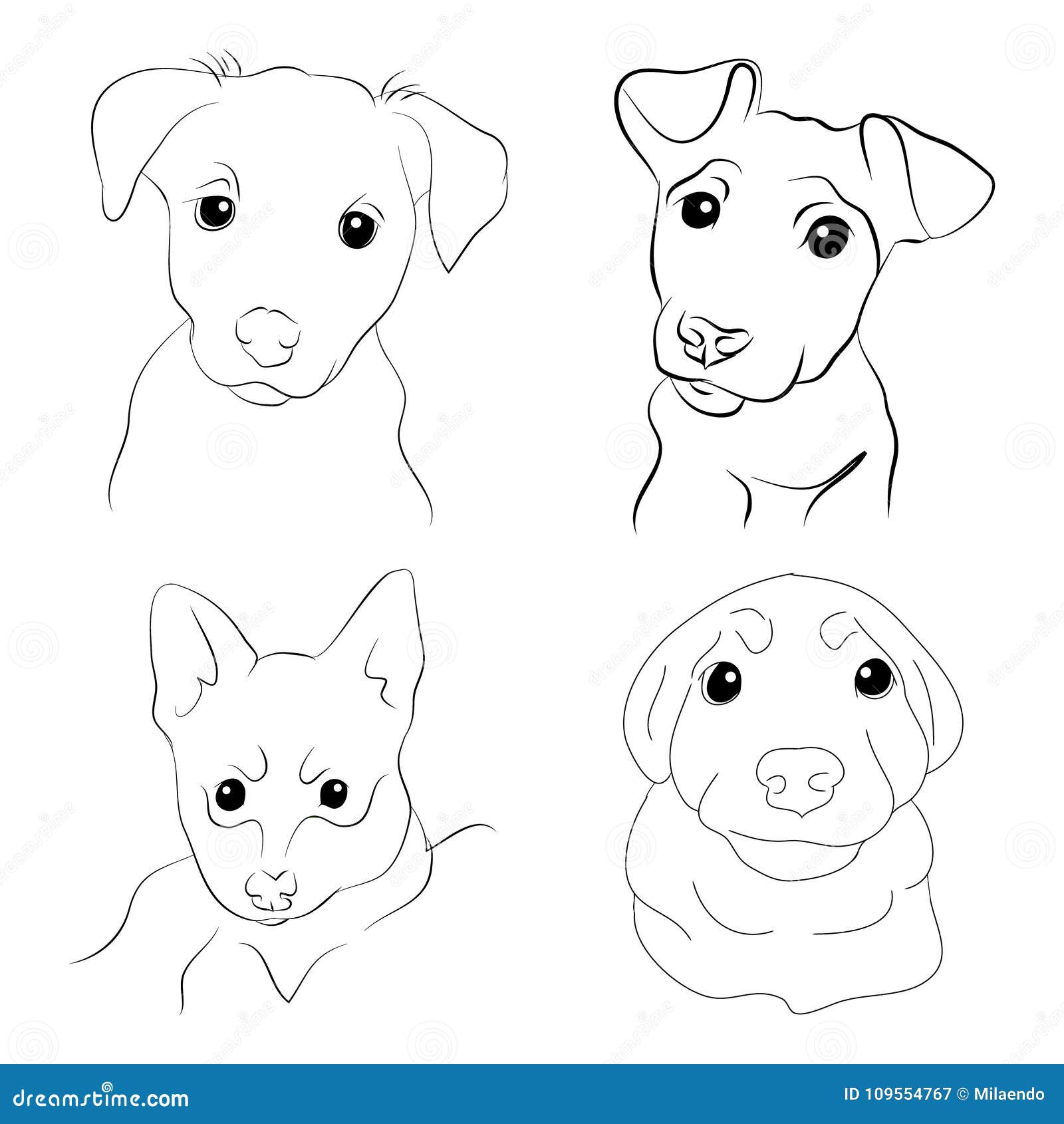 Muzzle Puppy Illustration Set Stock Vector - Illustration of logo ...