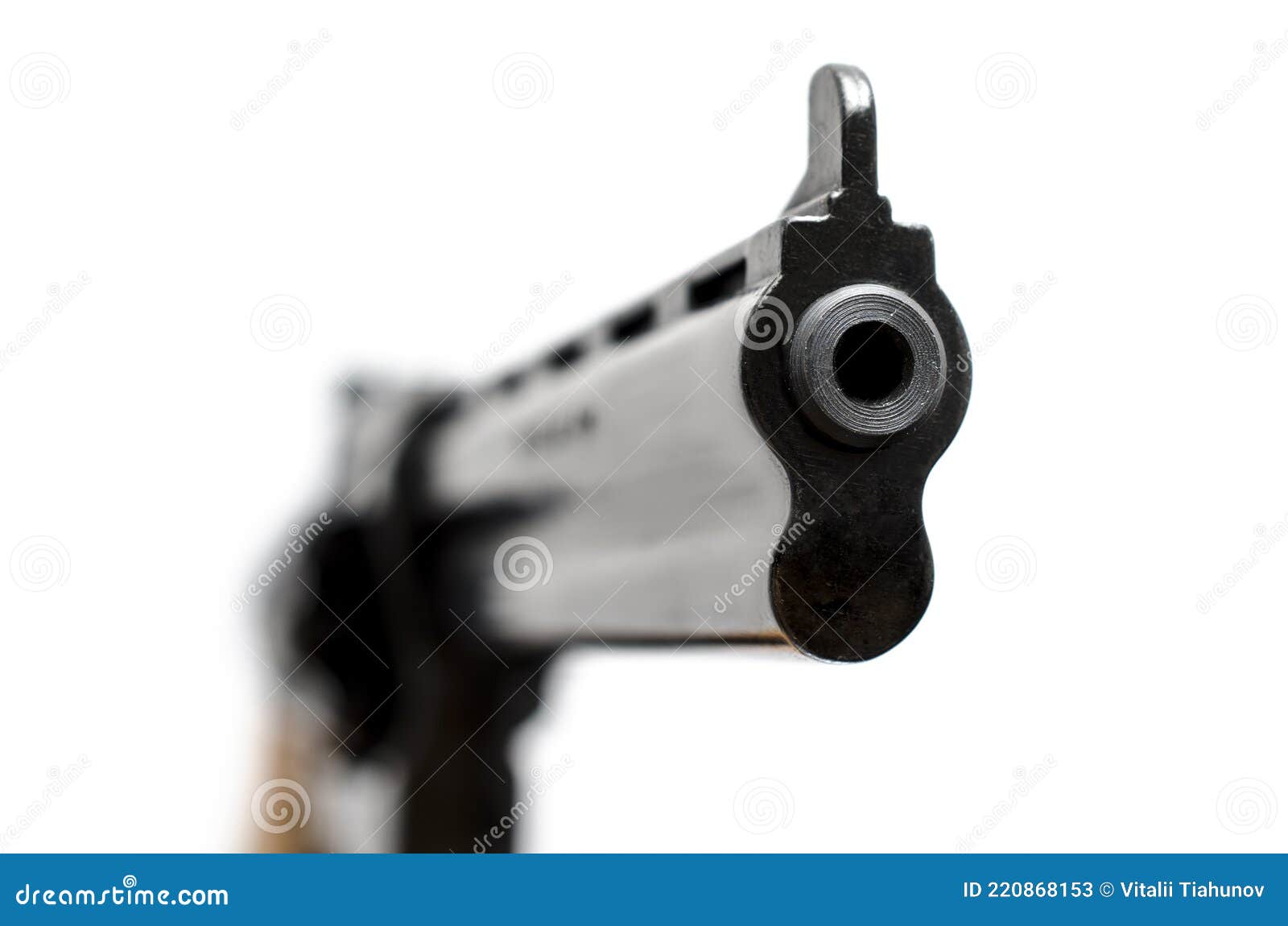 Muzzle of the Revolver Close-up Isolated on White Stock Image - Image ...