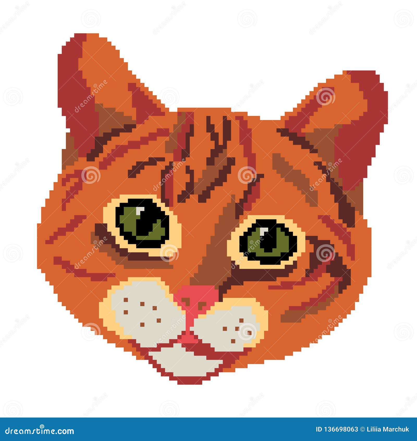 Muzzle, Silhouette Of A Reddish-haired Cat With Green Eyes Drawn In ...