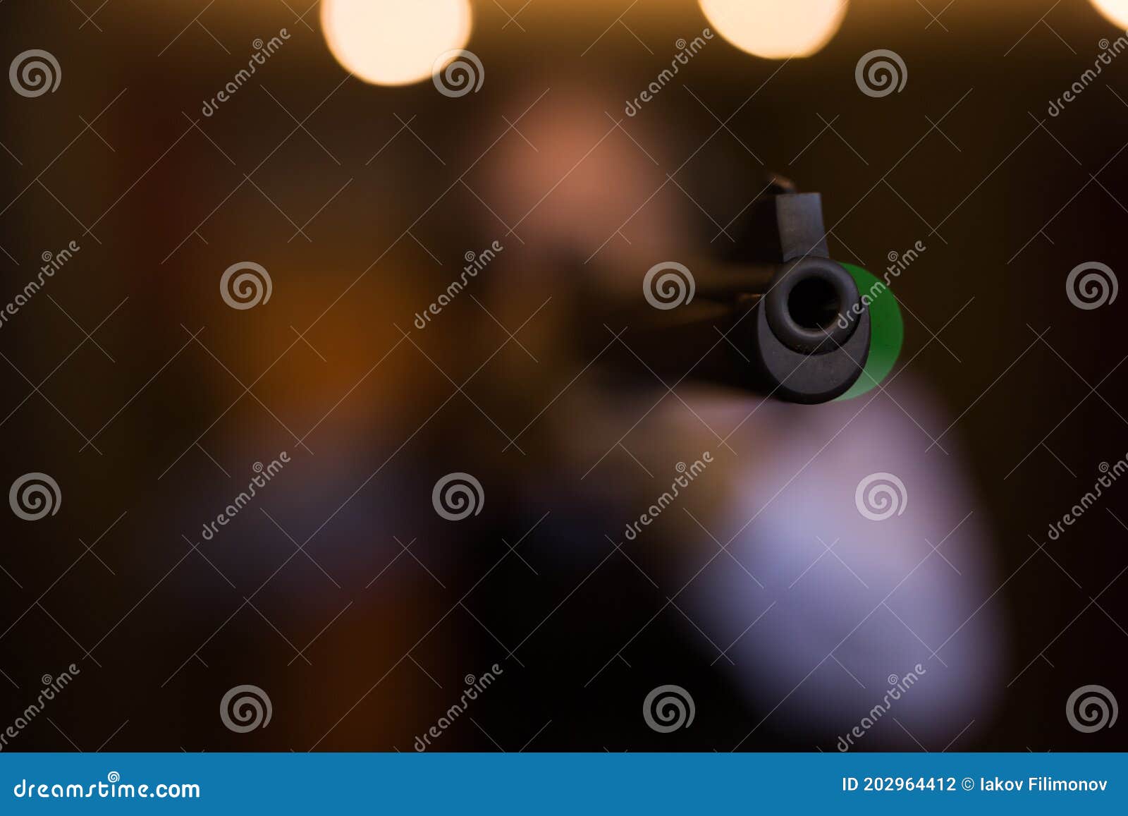Muzzle of Single Barrelled Shotgun on Blurred Background of Aiming Man ...