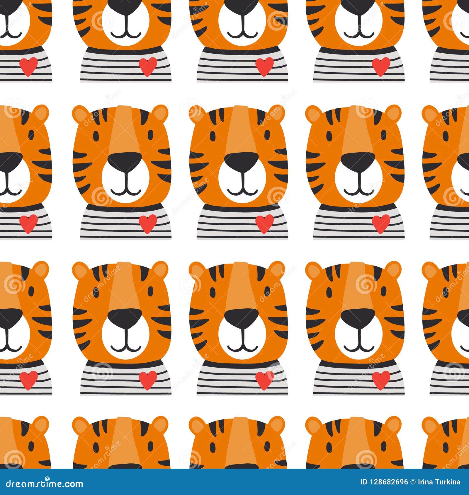Muzzle of Tigers, Seamless Pattern Stock Vector - Illustration of ...