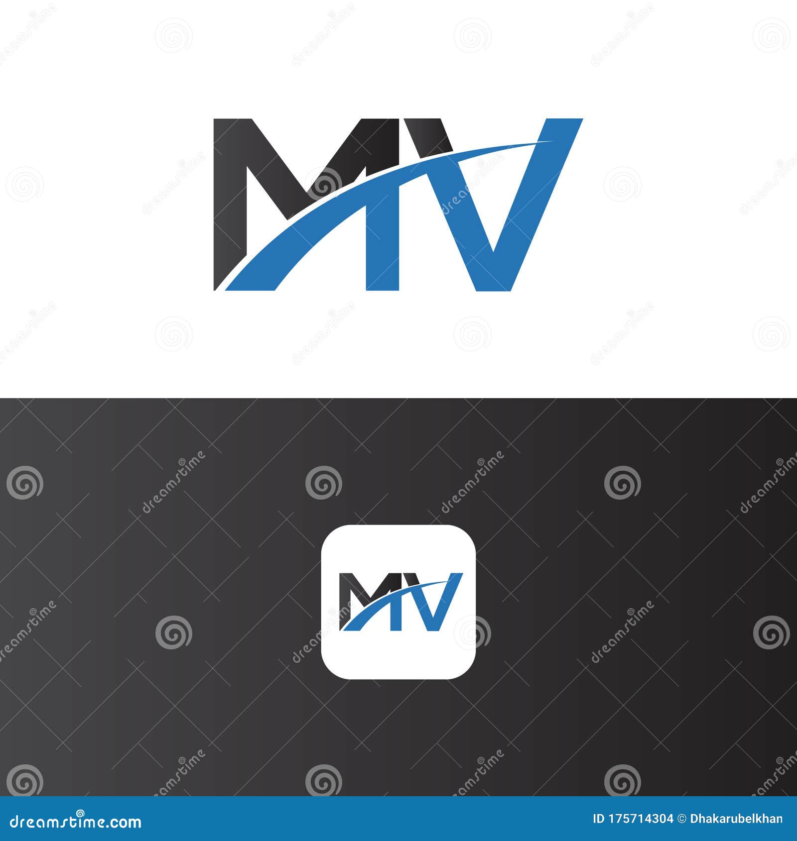 MV Logo Letter Design Template Element Stock Vector - Illustration of ...